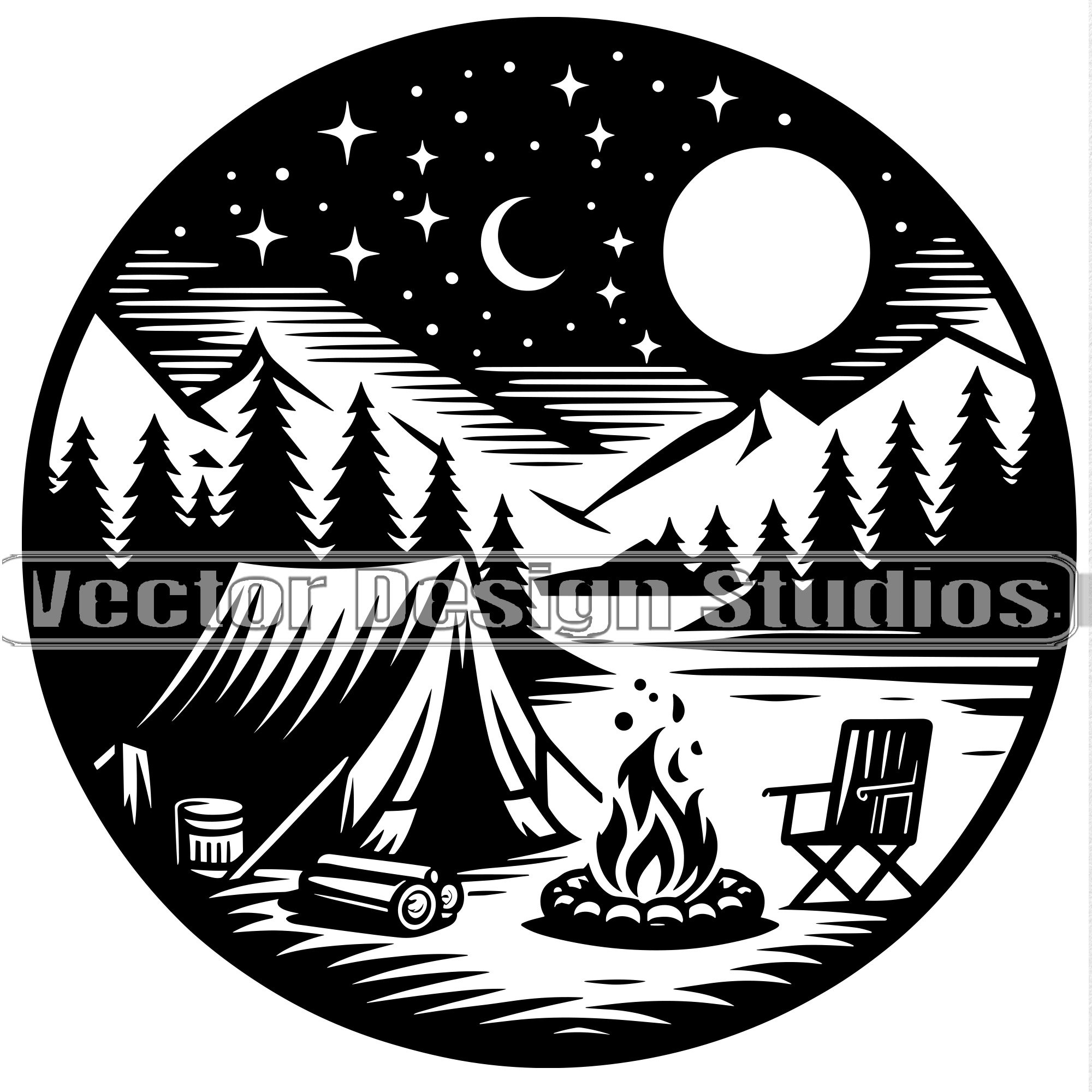 Camping Svg & PNG File Graphic, Camp Fire Vector Clipart, Campers ...