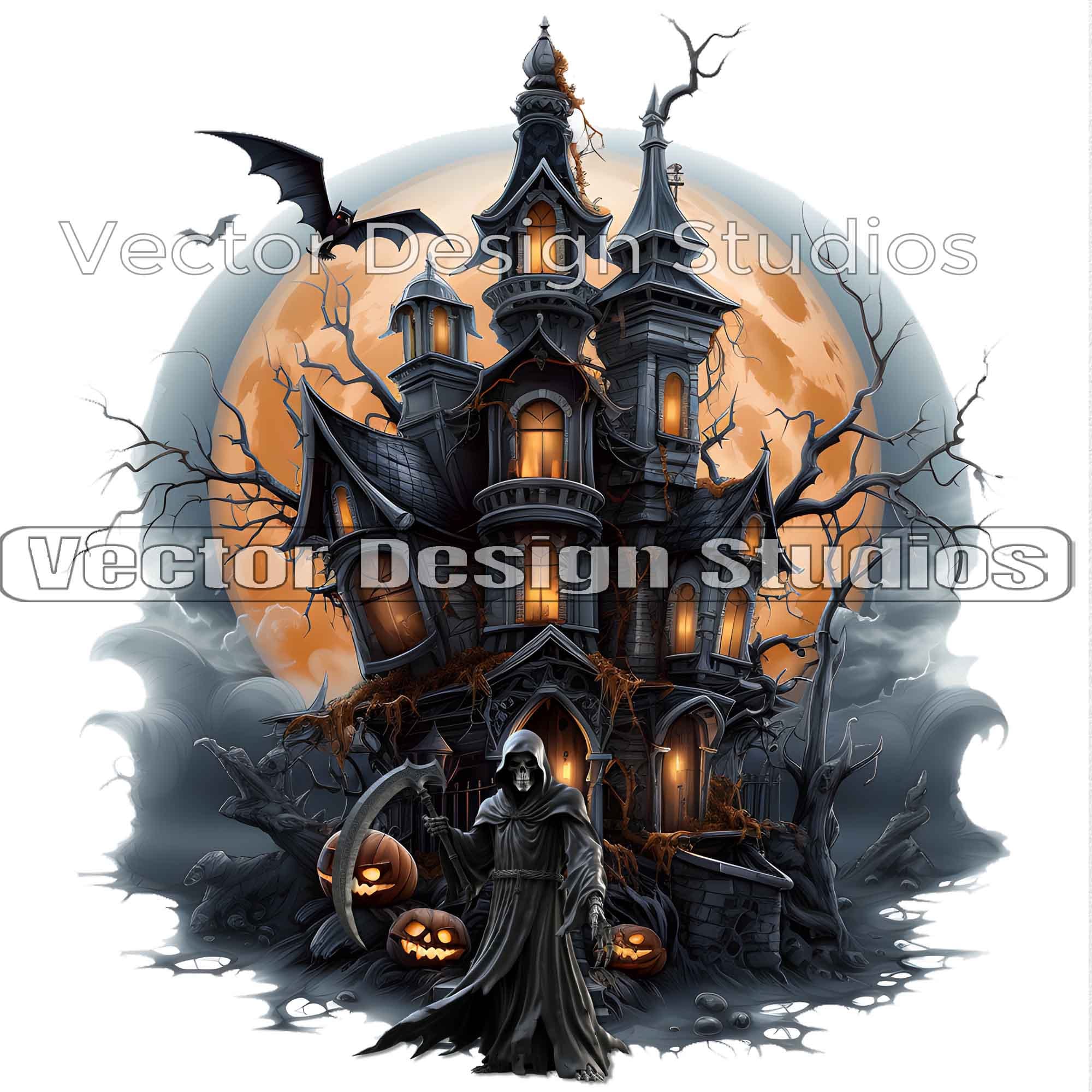 Haunted House With Grim Reaper Png for Sublimation Mug & T Shirt ...