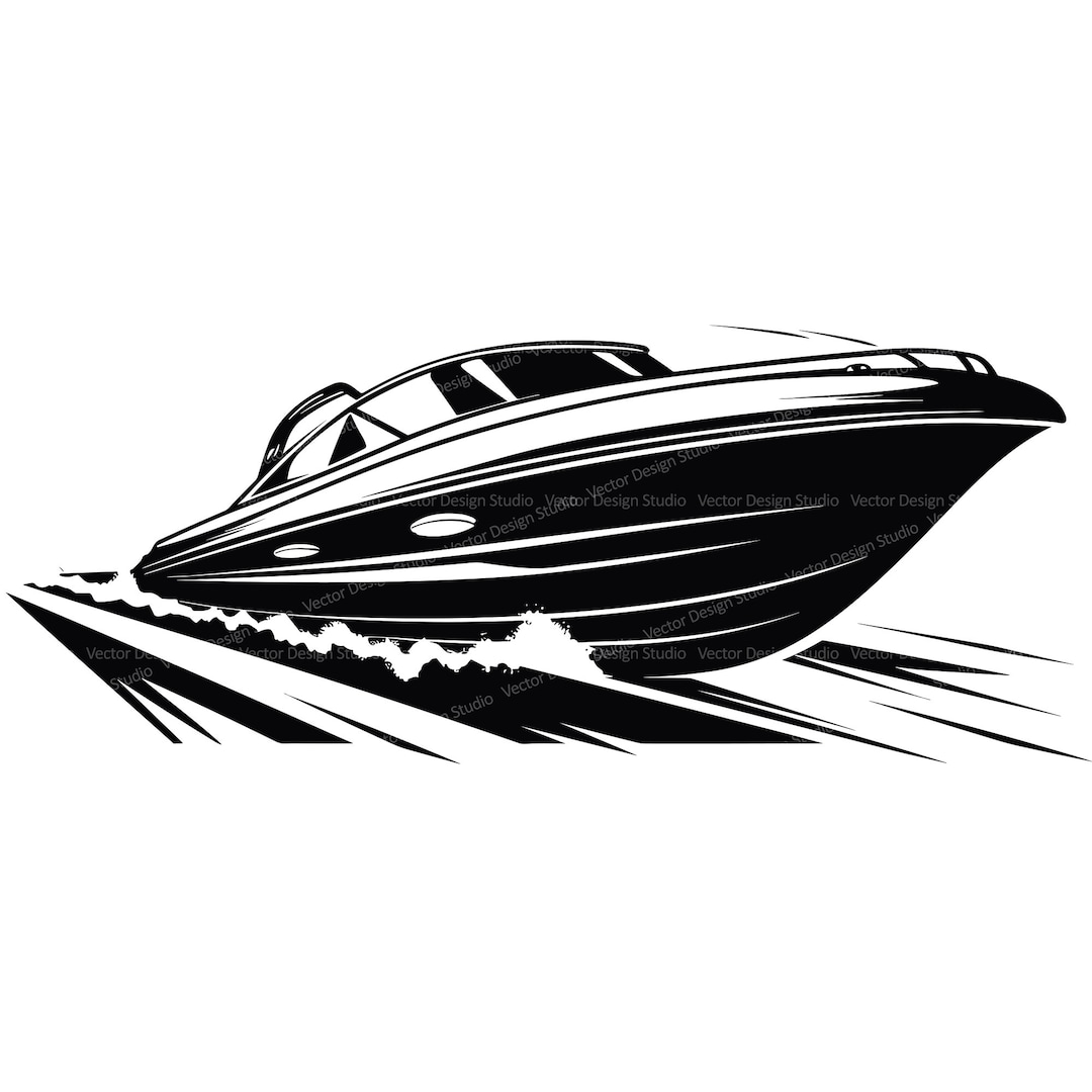 Speedboat Svg & PNG Files, Speed Boat Clipart Silhouette Vector Image, Boating SVG for T Shirt ...