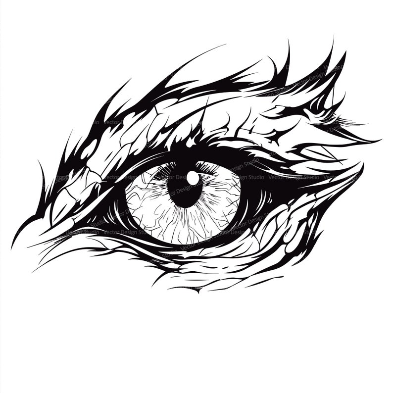 Dragon Eye Svg & PNG Files, Dragon Tattoo Image Clipart, Silhouette ...