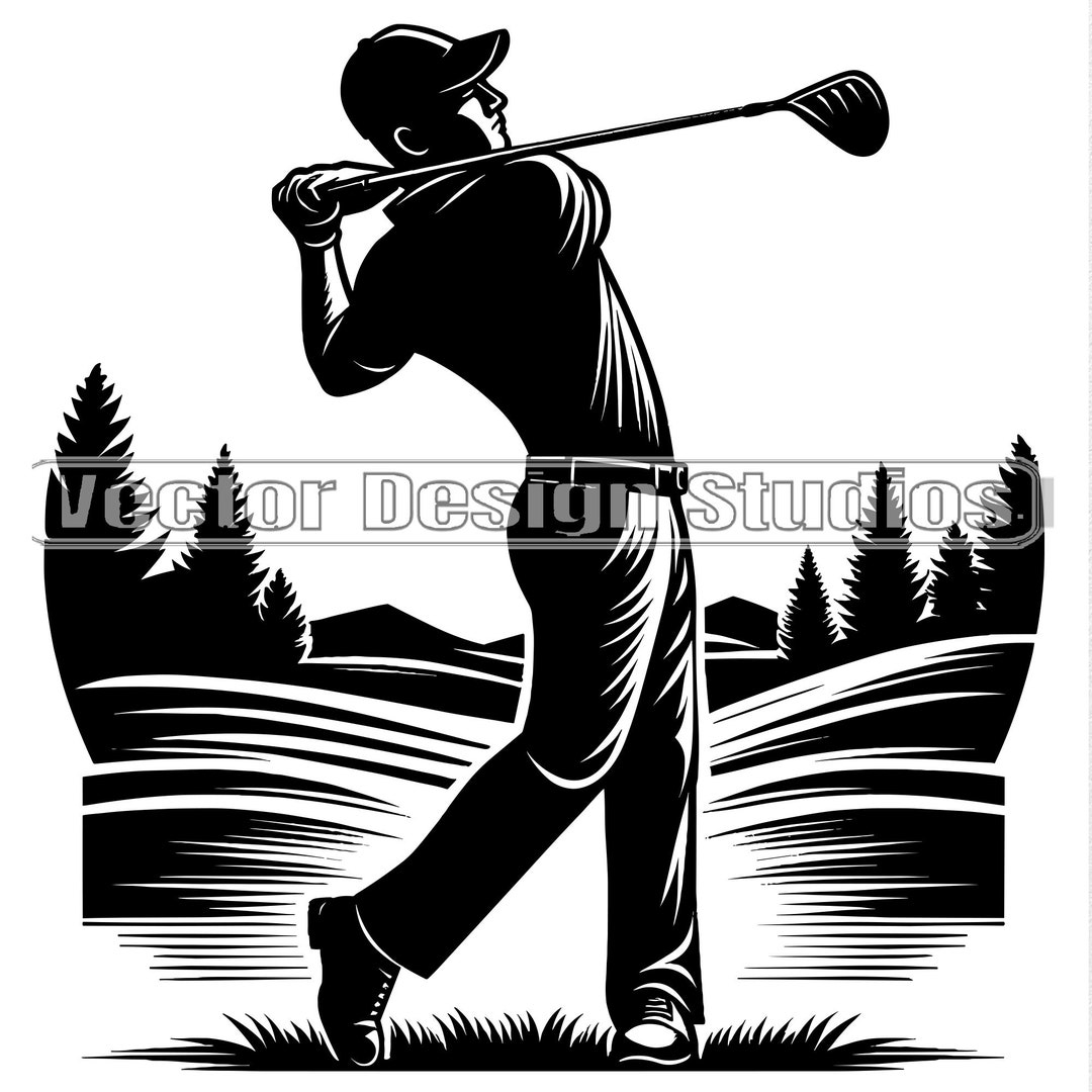Golf Svg & PNG Files, Man Golfing Clipart Silhouette Vector Image ...