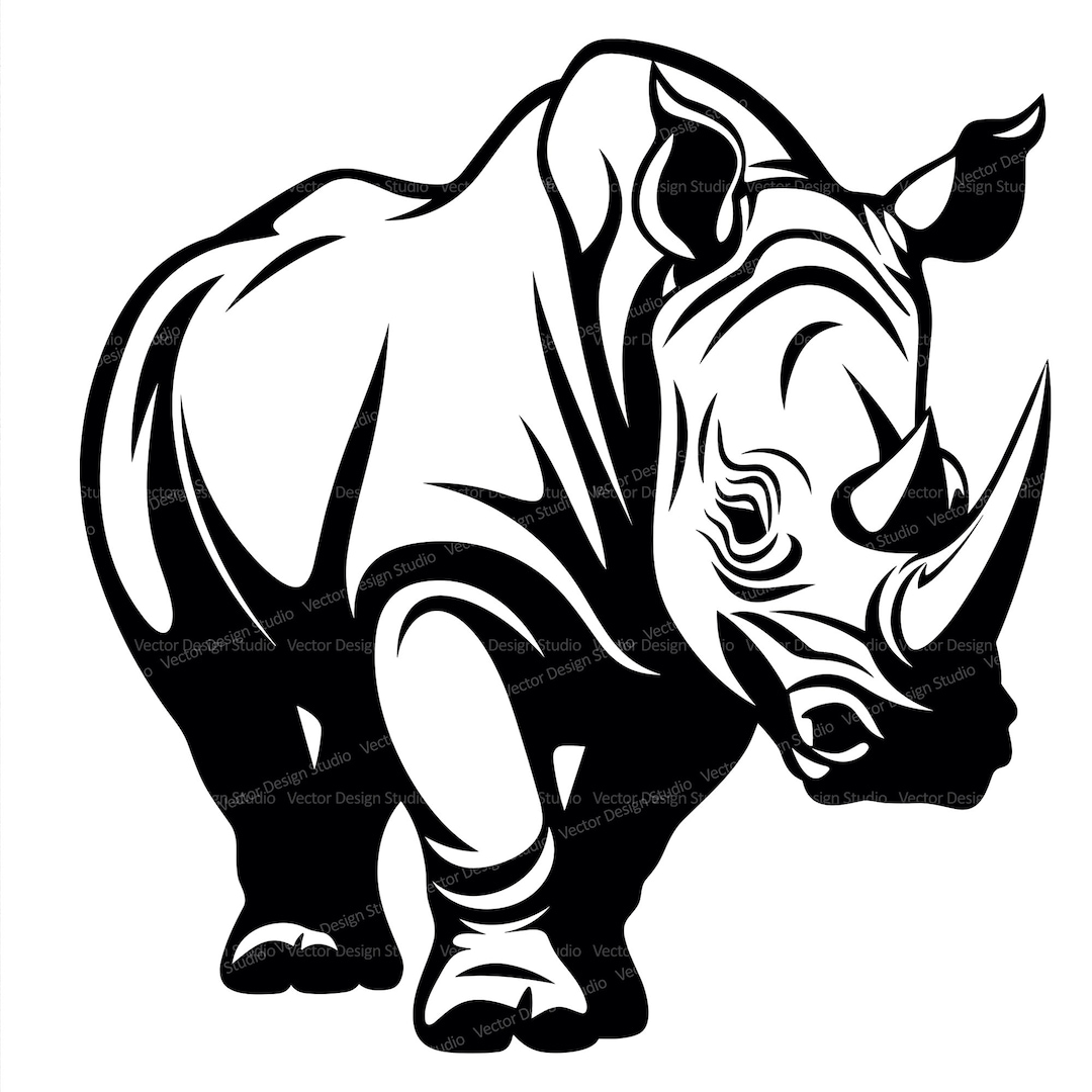 Rhino Svg & PNG Files, African Animals Clipart Silhouette Vector Image ...