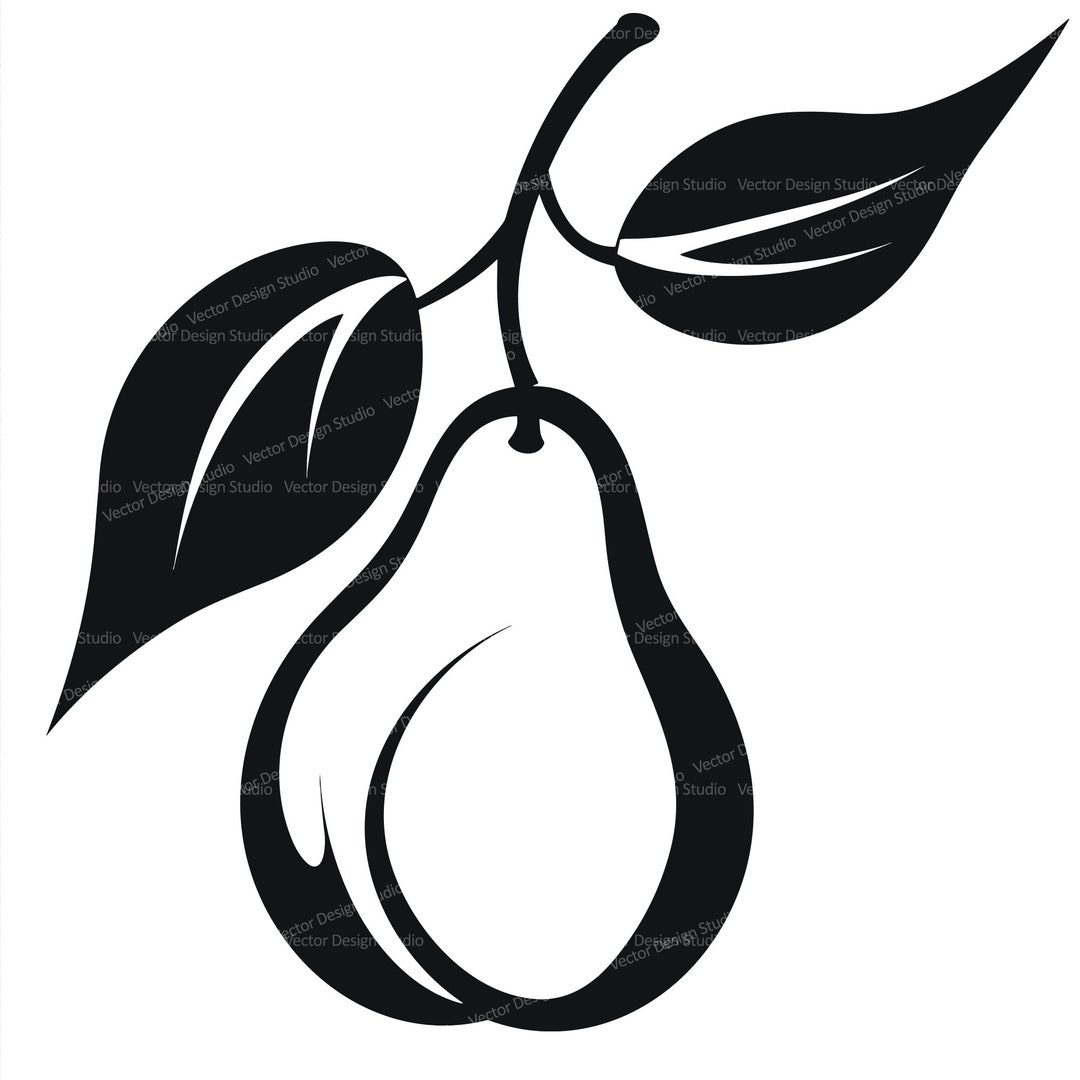 Pear Svg & PNG Files, Food Clipart Silhouette Vector Image, Fruit Cut ...