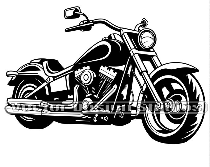 Motorcycle Engine SVG Clipart & PNG Files, Chopper Biker Digital Clip ...