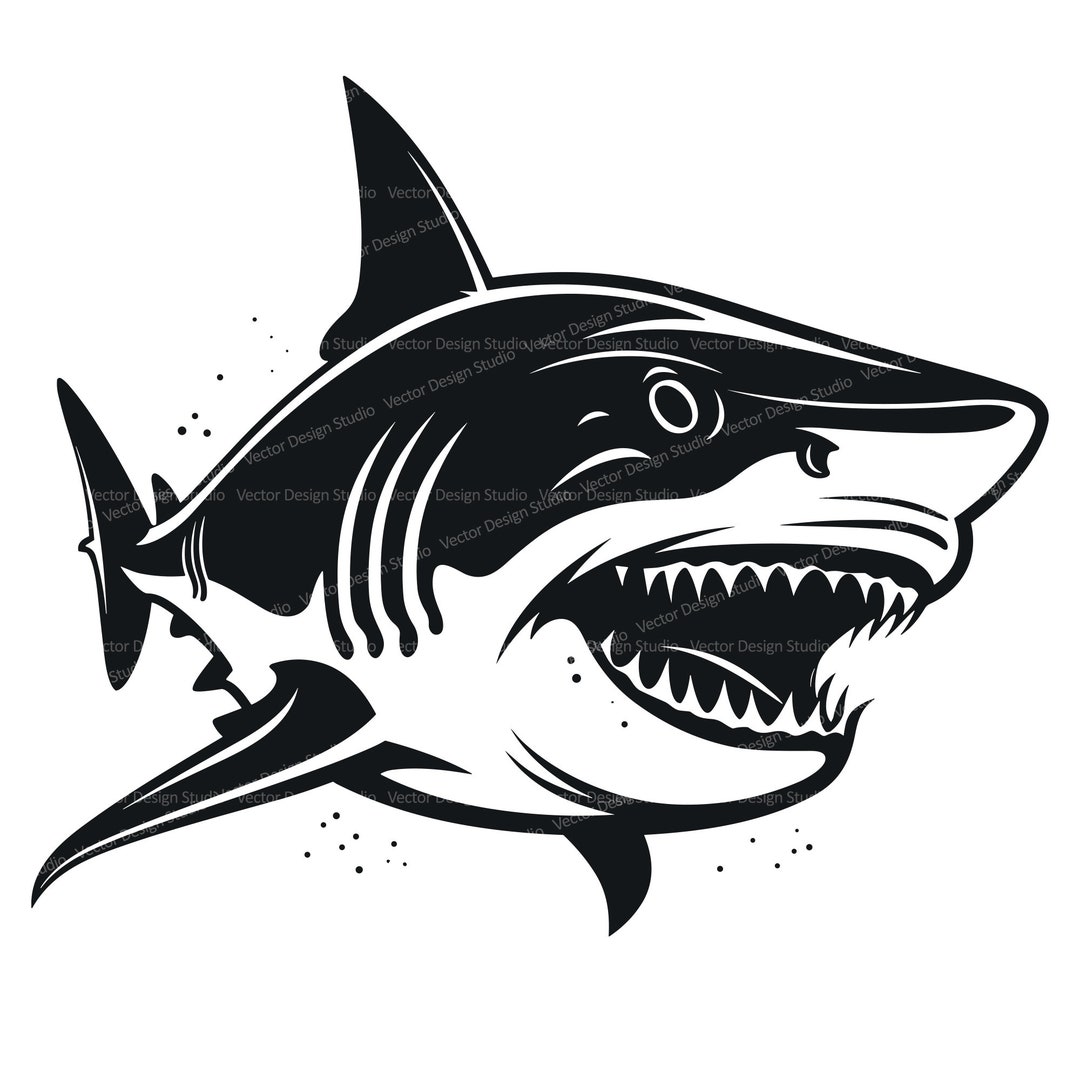 Great White Shark Svg & PNG Files, Ocean Shark Clipart, Vector ...