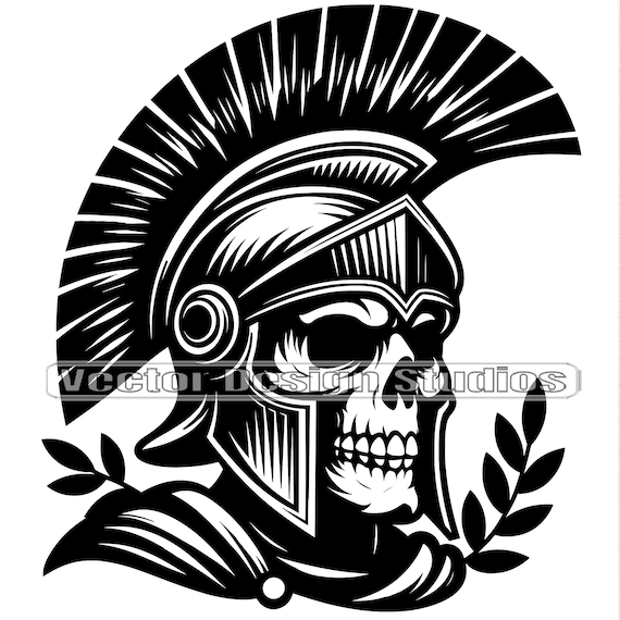 Spartan Helmet With Skull Drawing