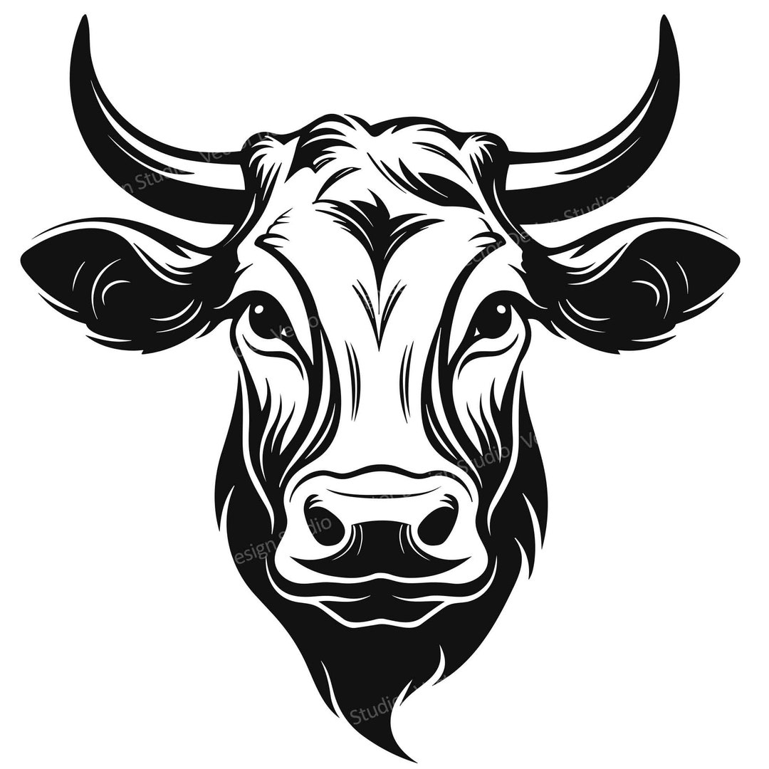 Cow Head SVG File - Cow Face Vector Images, Silhouette, Farm Animals ...