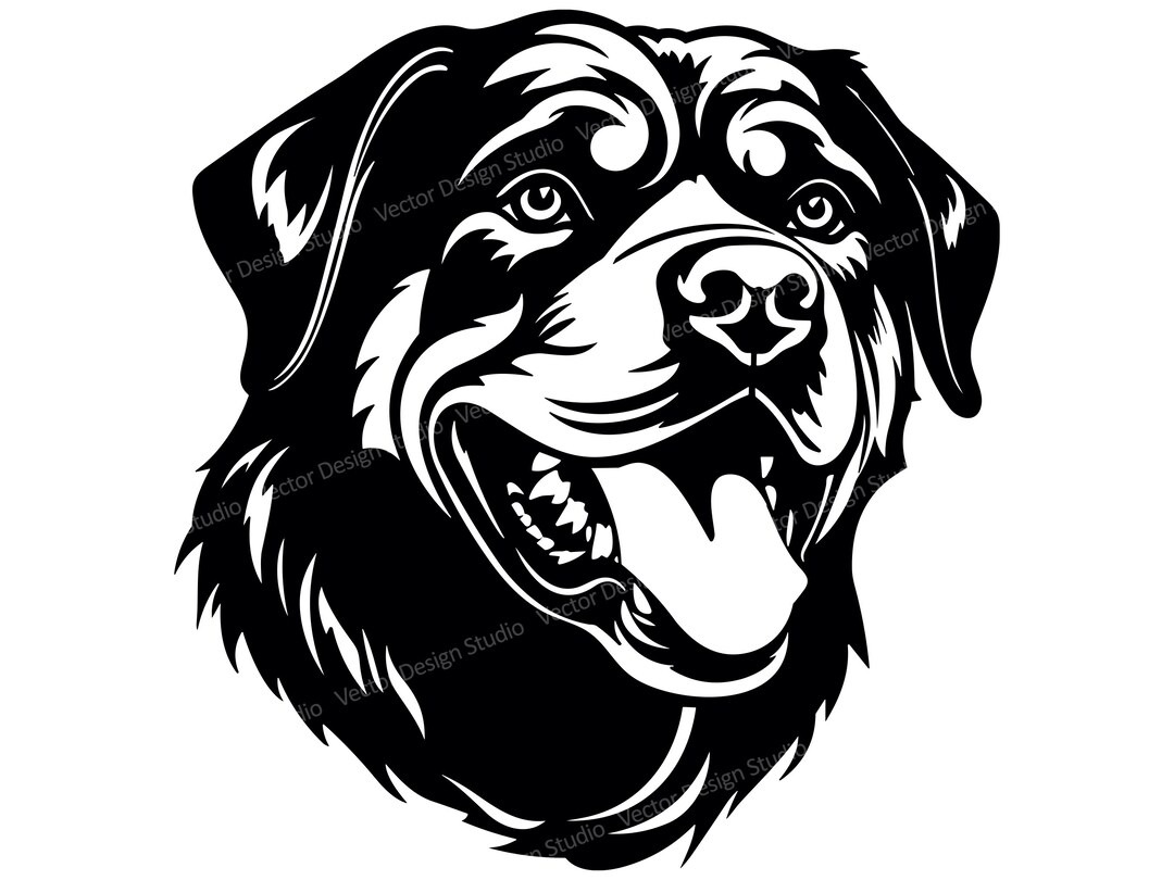 Rottweiler Head SVG File - Rottweiler Face Vector Images Clipart Dog ...
