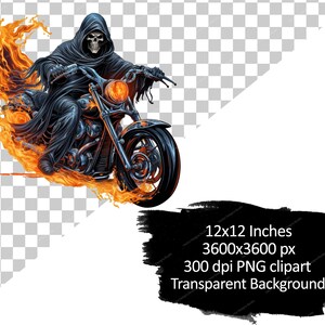 Grim Reaper Biker Png for Sublimation, Skeleton Riding Motorcycle ...