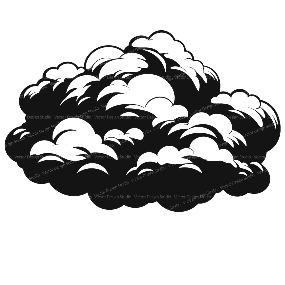Smoke Cloud Svg & PNG Files, Storm Clouds Clipart Silhouette Vector ...
