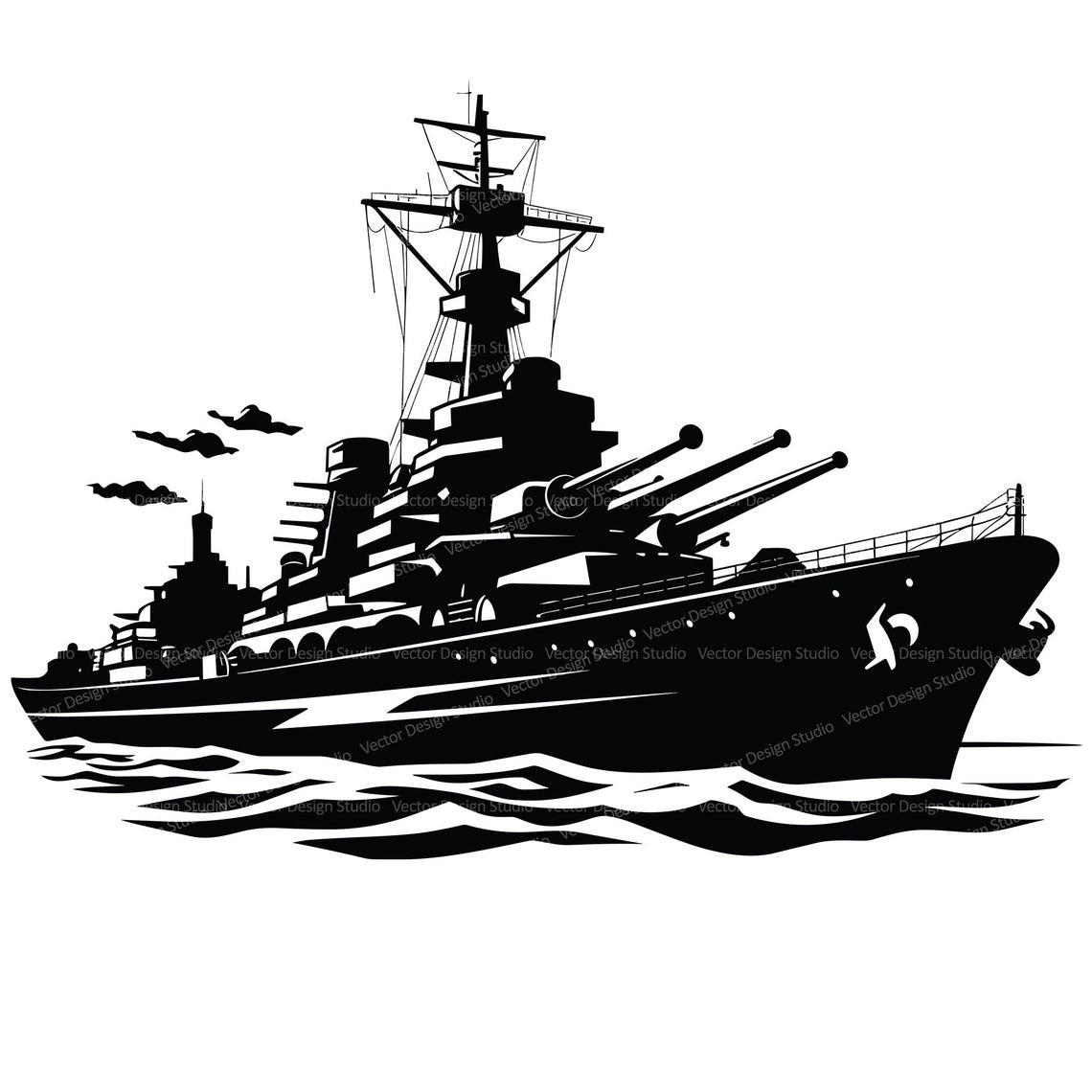 Battleship Svg & PNG Files, Military Battle Ship Clipart Silhouette ...