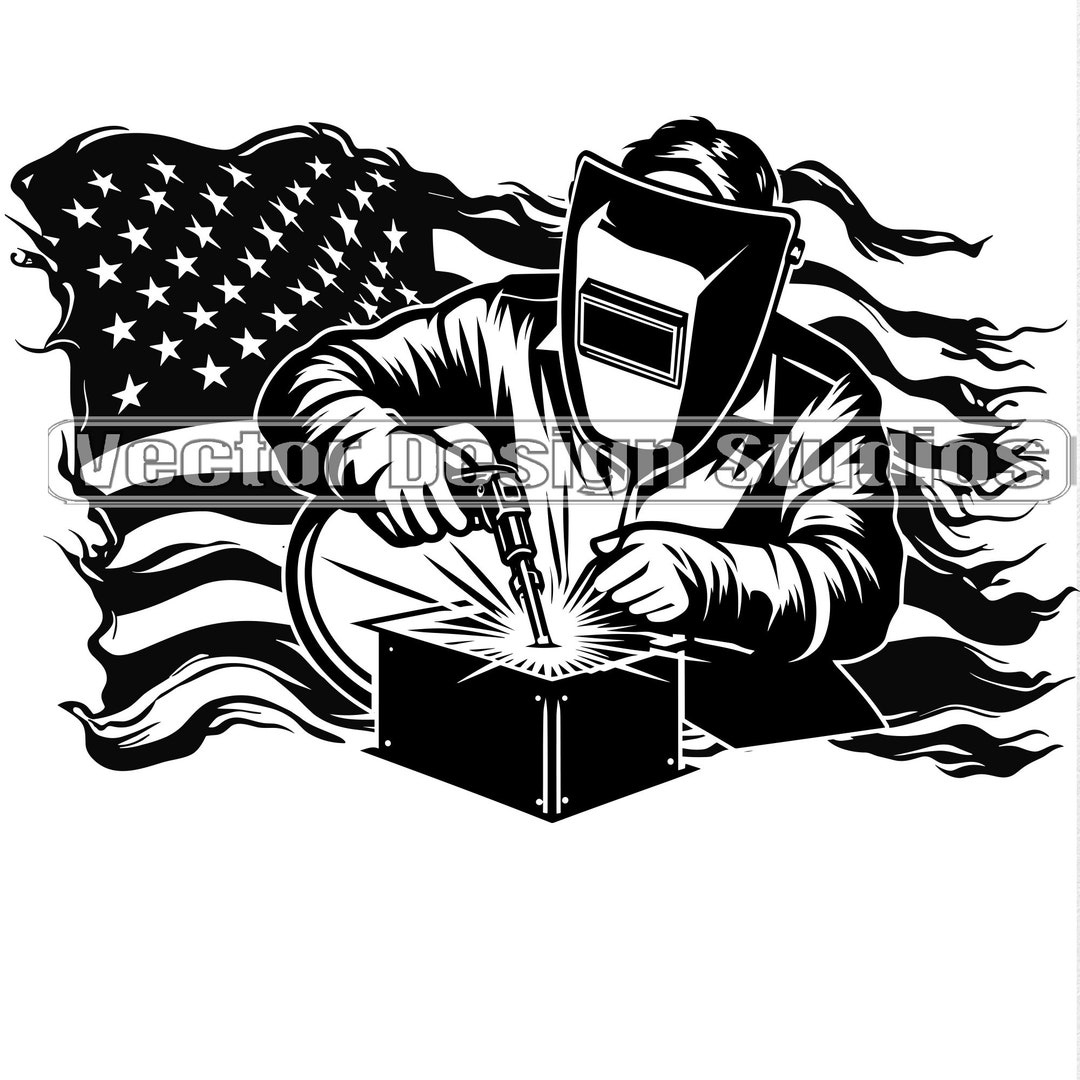 Welder USA Flag Svg & PNG Files, Welding Clipart, Silhouette Vector ...