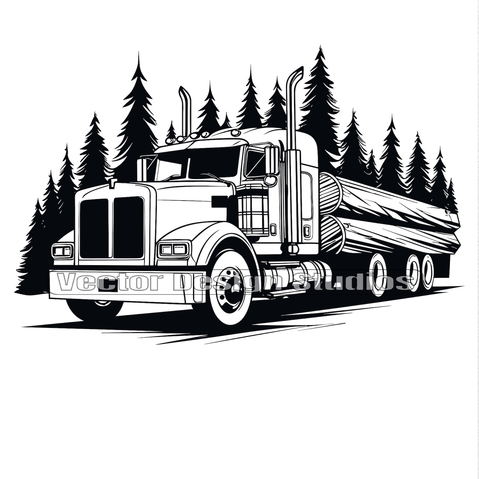 Logging Truck Svg & PNG File Graphic, Logger Rig Truck Vector Clipart ...