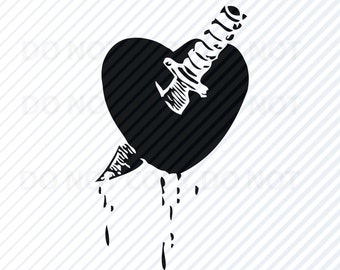 Heart With Dagger | Etsy