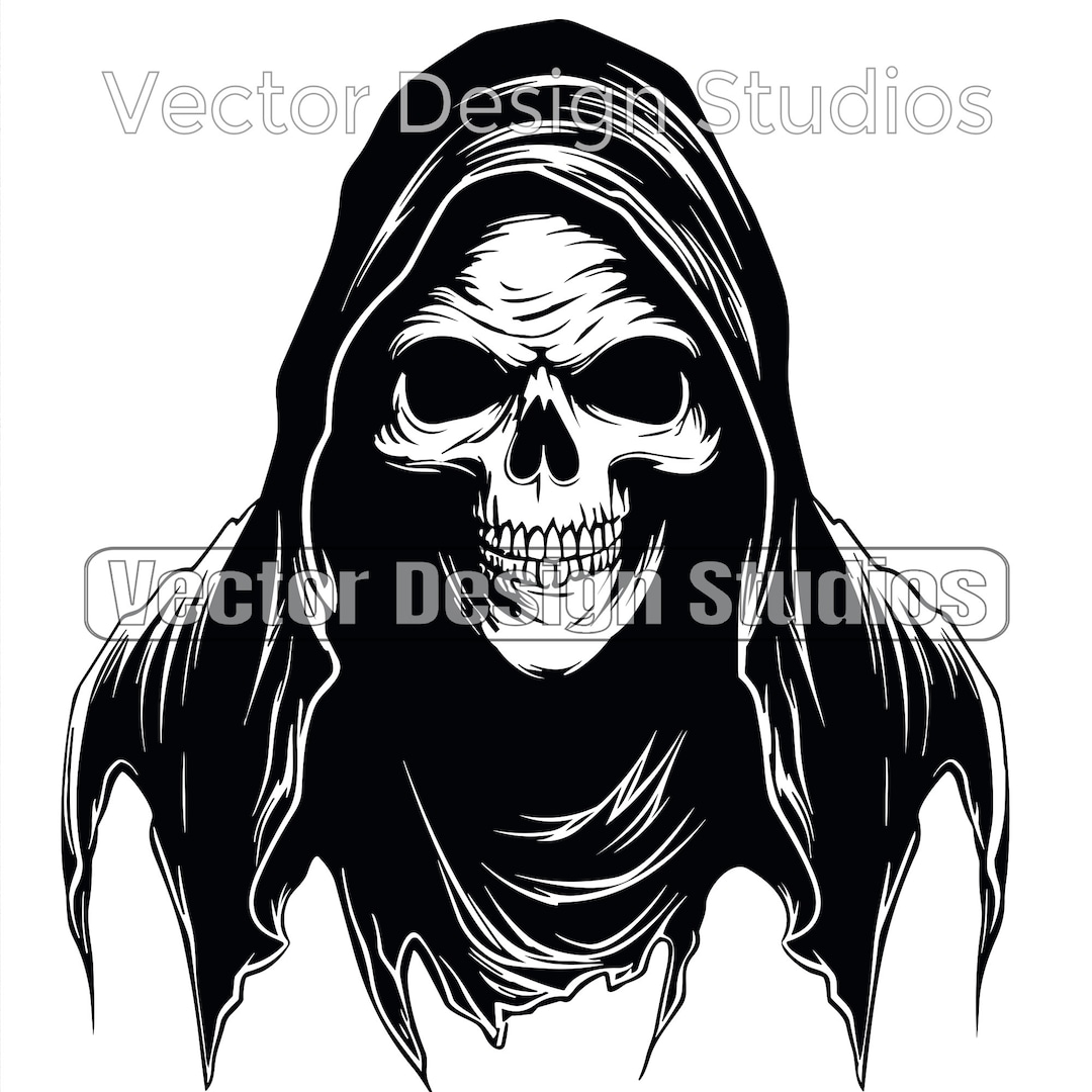 Grim Reaper Head Svg File Graphic, Grim Reaper Logo Design, Fantasy ...