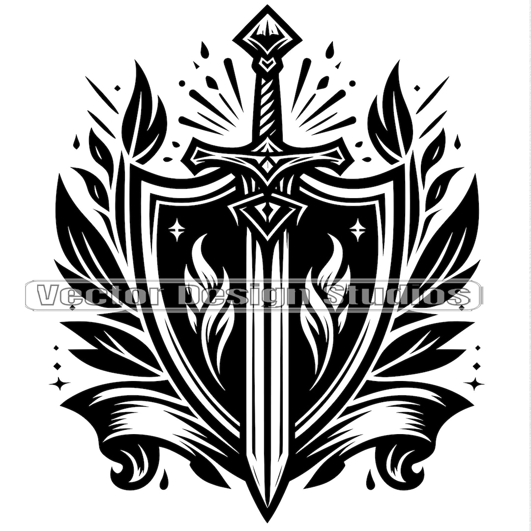 Sword and Shield Vector, Coat of Arms Logo Clipart (SVG & PNG) - Etsy