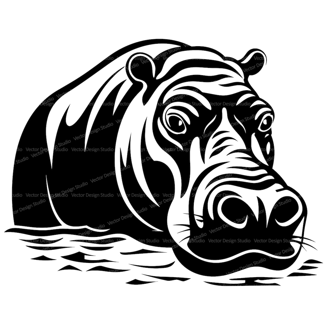 Hippo Svg & PNG Files, Hippopotamus Clipart Silhouette, Cute Hippo ...