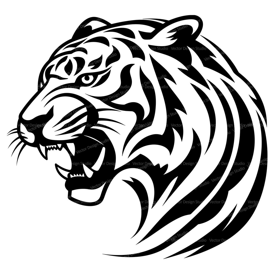 Tiger Head Svg & PNG Files, Safari Animals Clipart Silhouette Vector ...