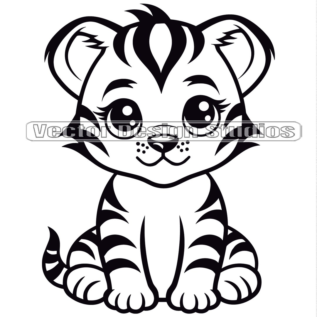 Cute Baby Tiger Svg & PNG Files, Baby Animals Clipart Silhouette Vector ...