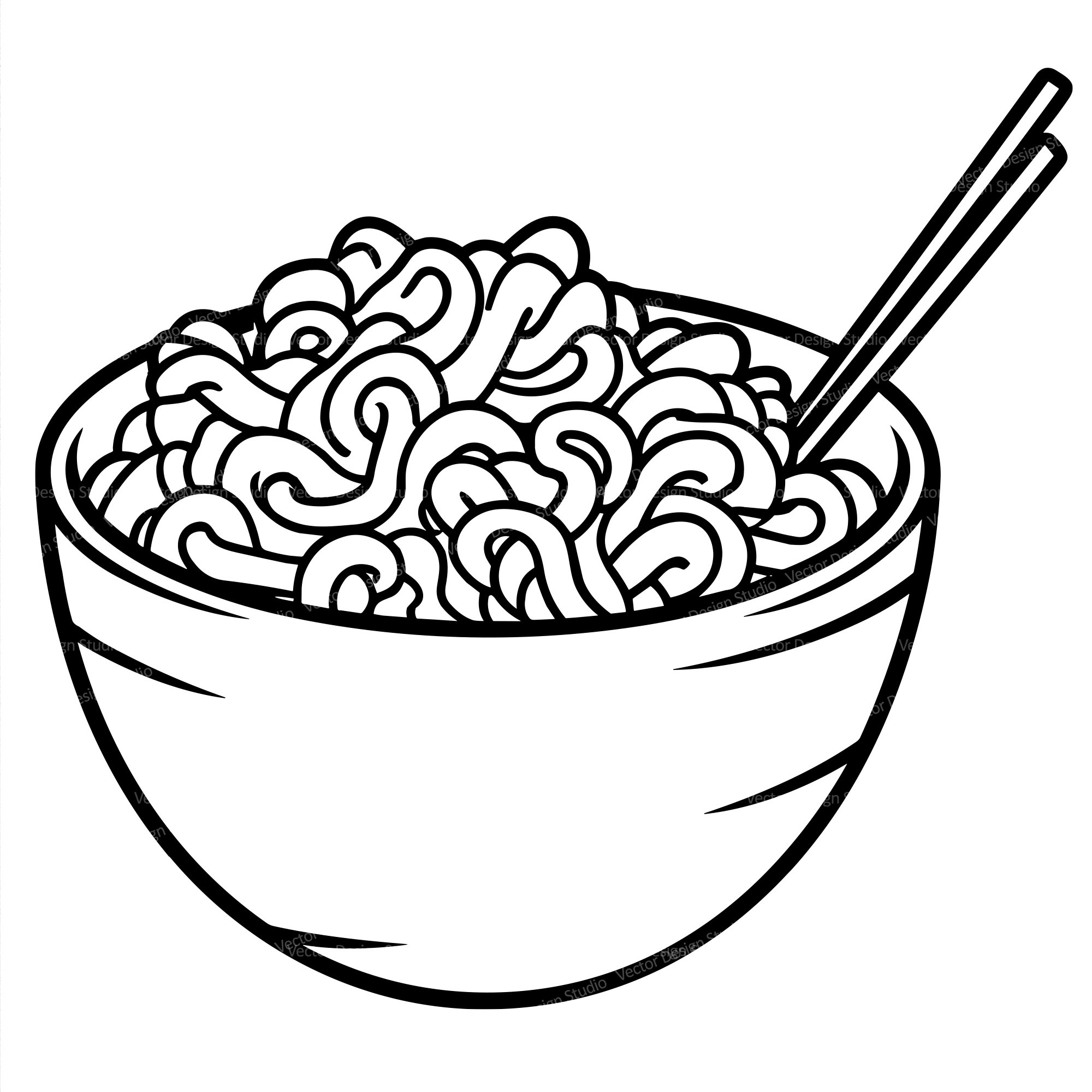 Bow of Ramen Noodles Svg & PNG Files, Food Clipart Silhouette Vector ...