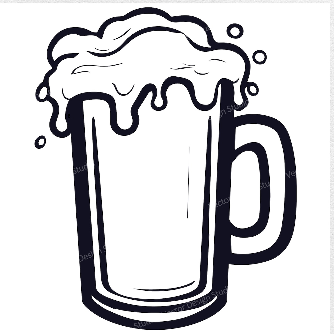 Beer Mug SVG File - Beer Glass Vector Images, Foaming Beer Silhouette ...