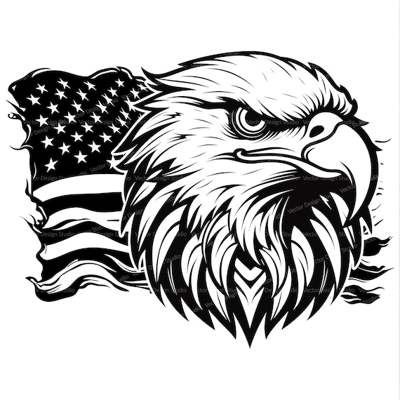 American Flag Eagle Clip Art Black And White