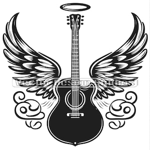 Guitar Angel Wings SVG, PNG File, Tattoo Clipart (digital Download) - Etsy
