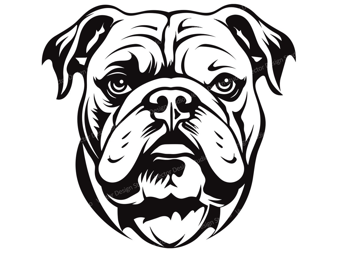 Bulldog Head SVG File - Bulldog Face Vector Images Clipart Dog SVG ...