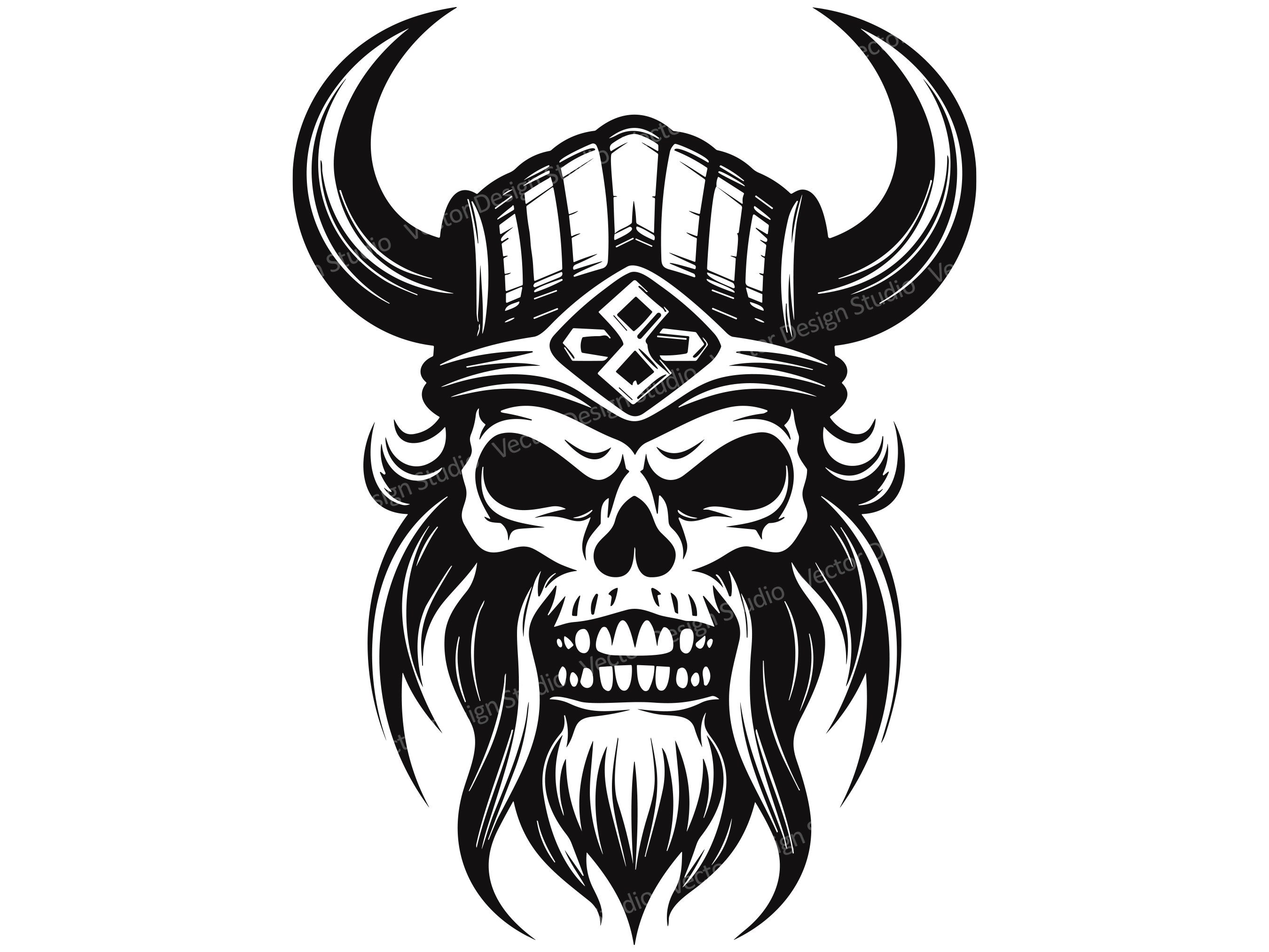 Viking Skull Head Svg File Graphic, Viking Skull Warrior Logo Design ...