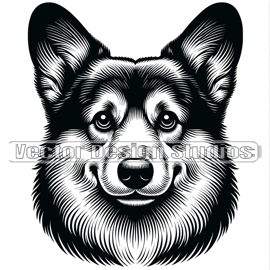 Corgi Face SVG & Png Files, Cute Corgi Head Vector Images Clipart, Dog ...