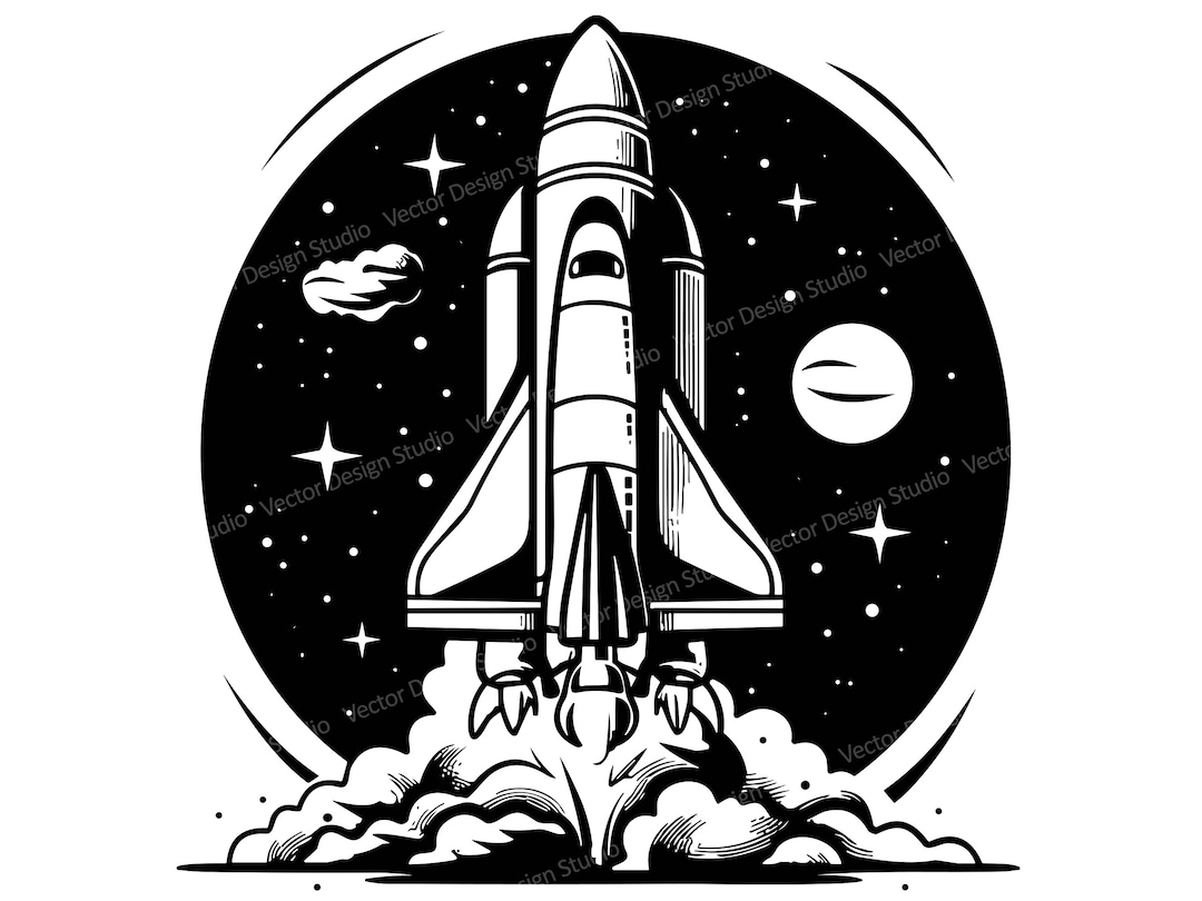 Rocket Ship SVG File, Vector Images SVG Silhouette - Rocket Launch ...