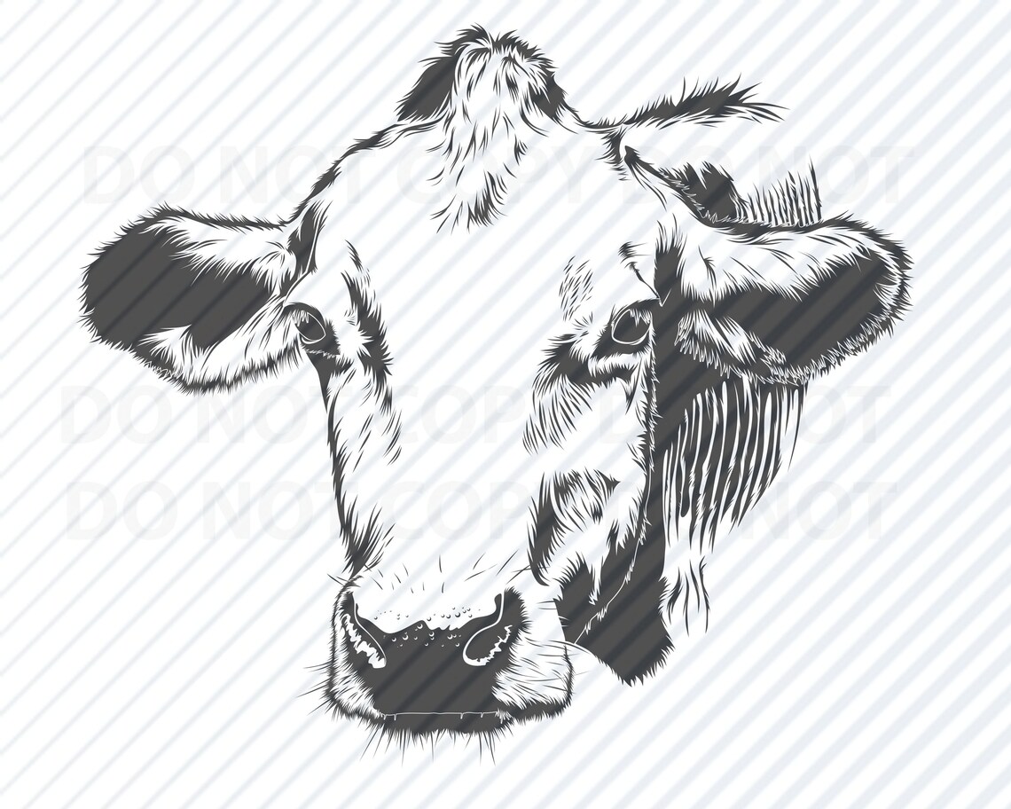 Koe hoofd SVG bestanden Clipart koe gezicht Clip Art silhouet - Etsy België