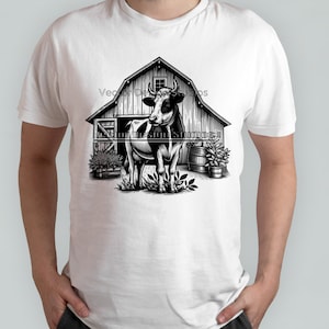 Rustic Cow and Barn SVG – Farmhouse Vector Clipart (digital Download ...