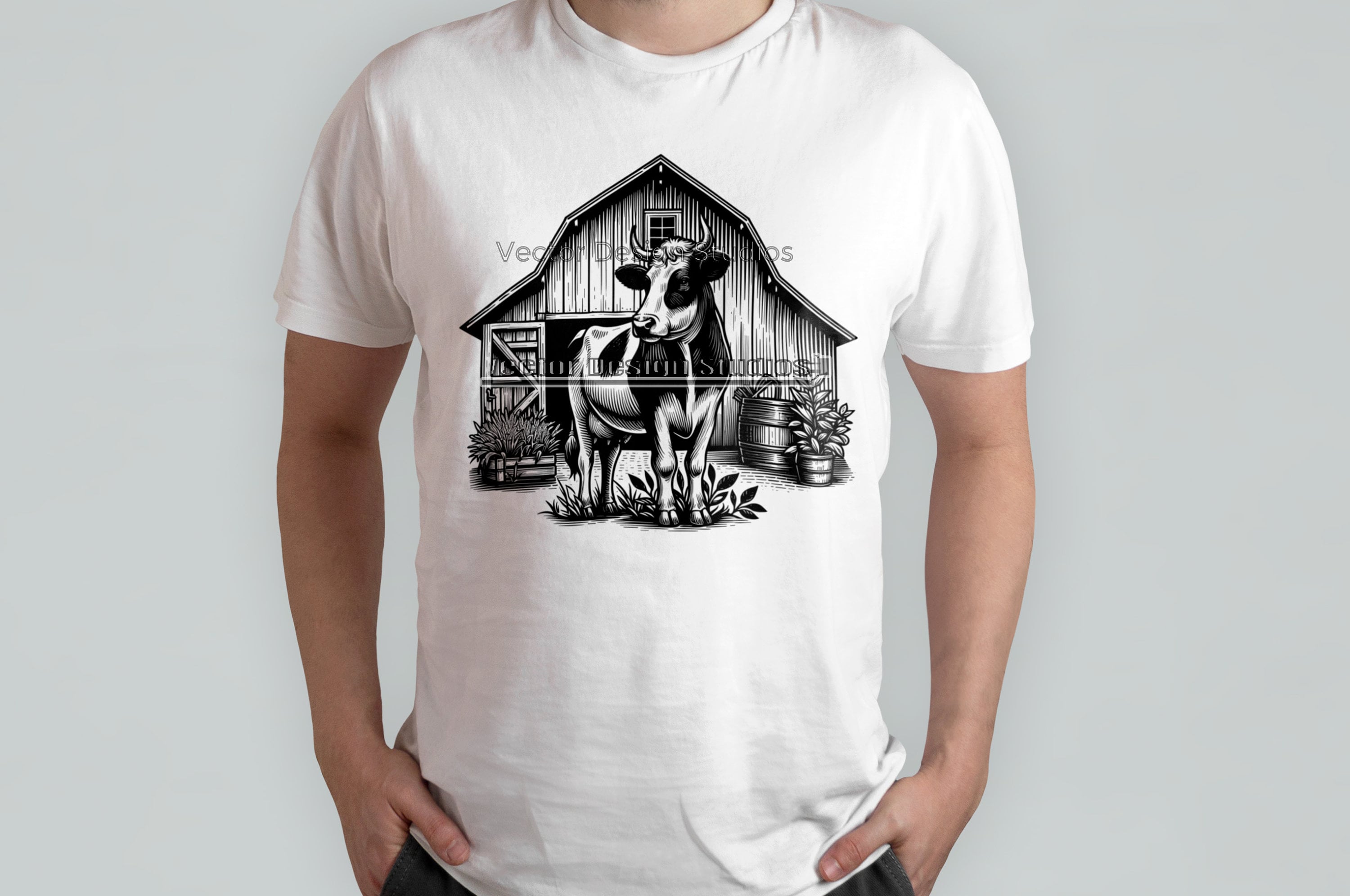 Rustic Cow and Barn SVG – Farmhouse Vector Clipart (digital Download ...