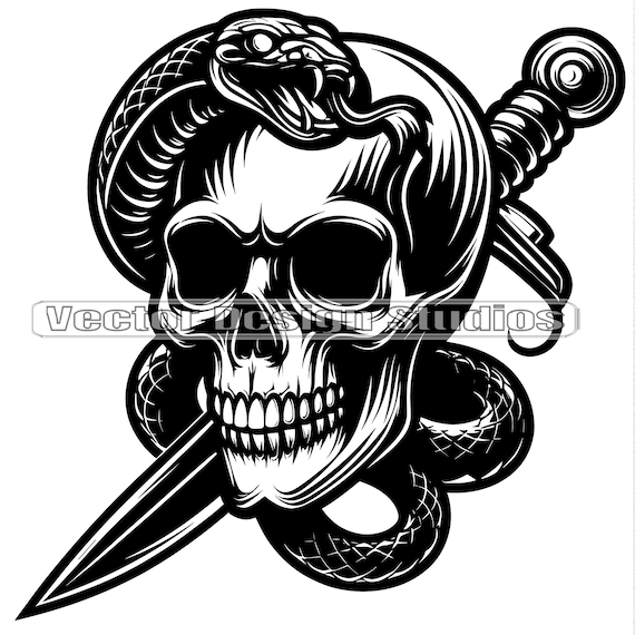 Skull Dagger Drawing