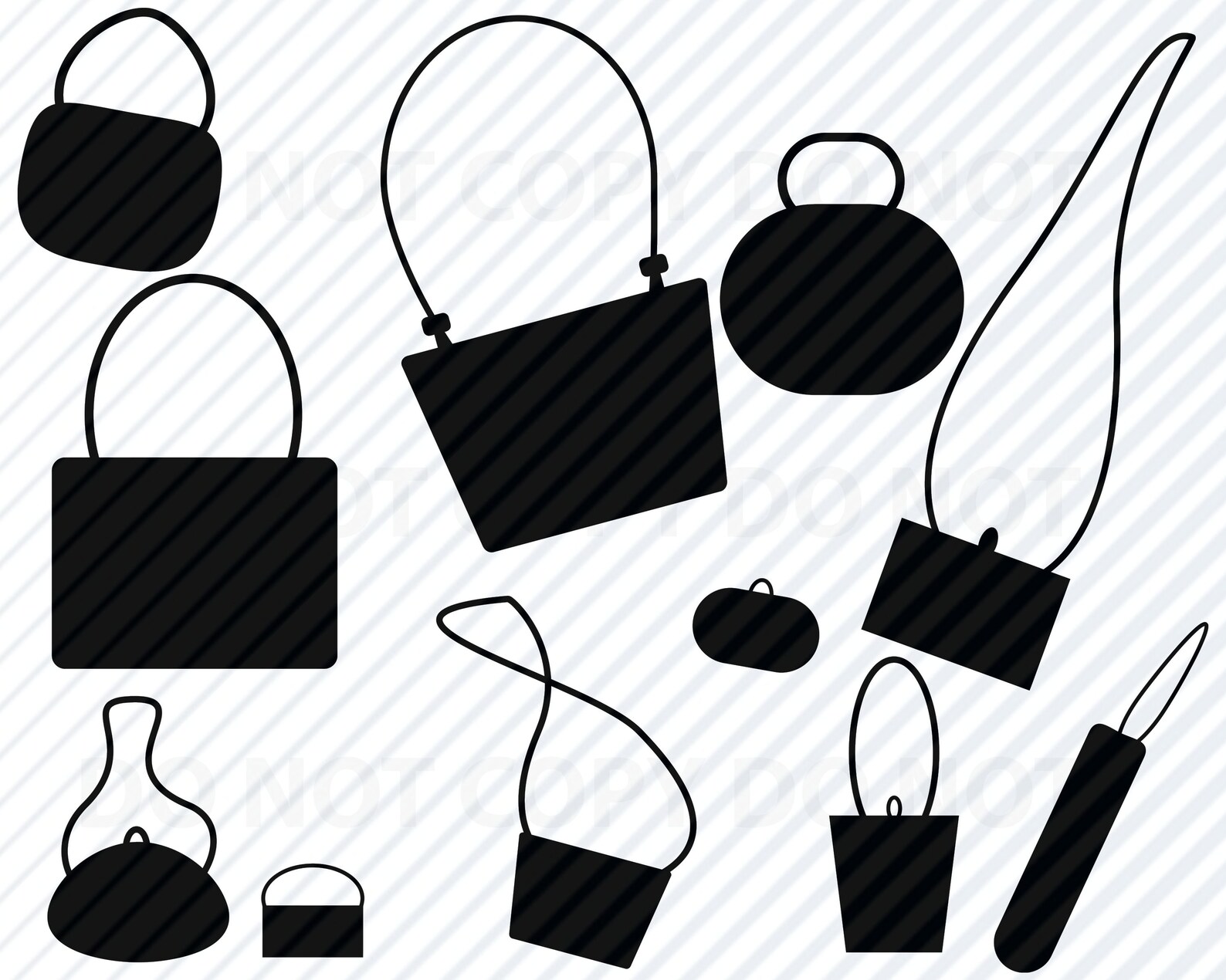 Purse Bundle SVG Files Womans Purses Svg Clipart pocket Book Silhouette ...