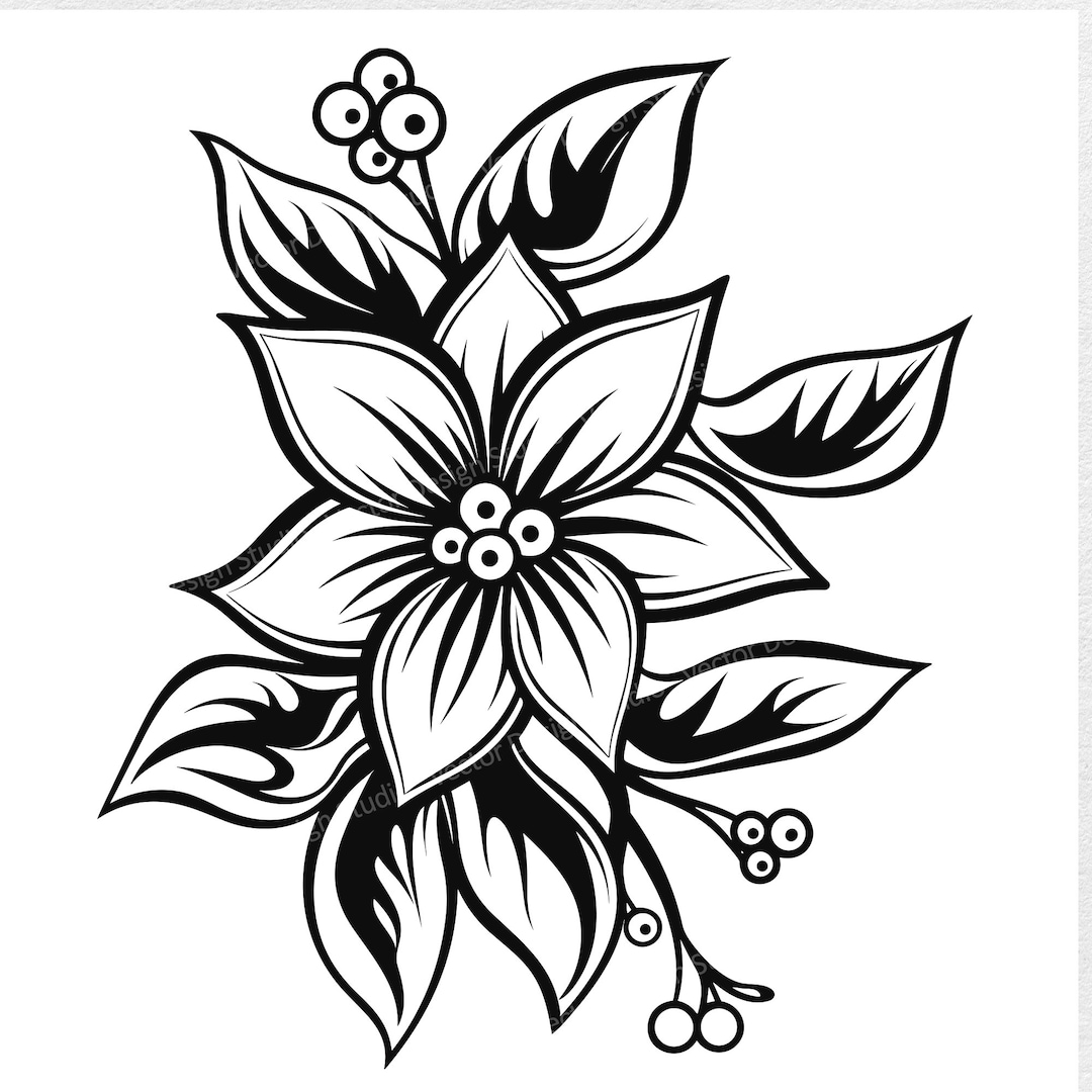 Holly Flower SVG File for December Birth Month - Floral Vector Images ...