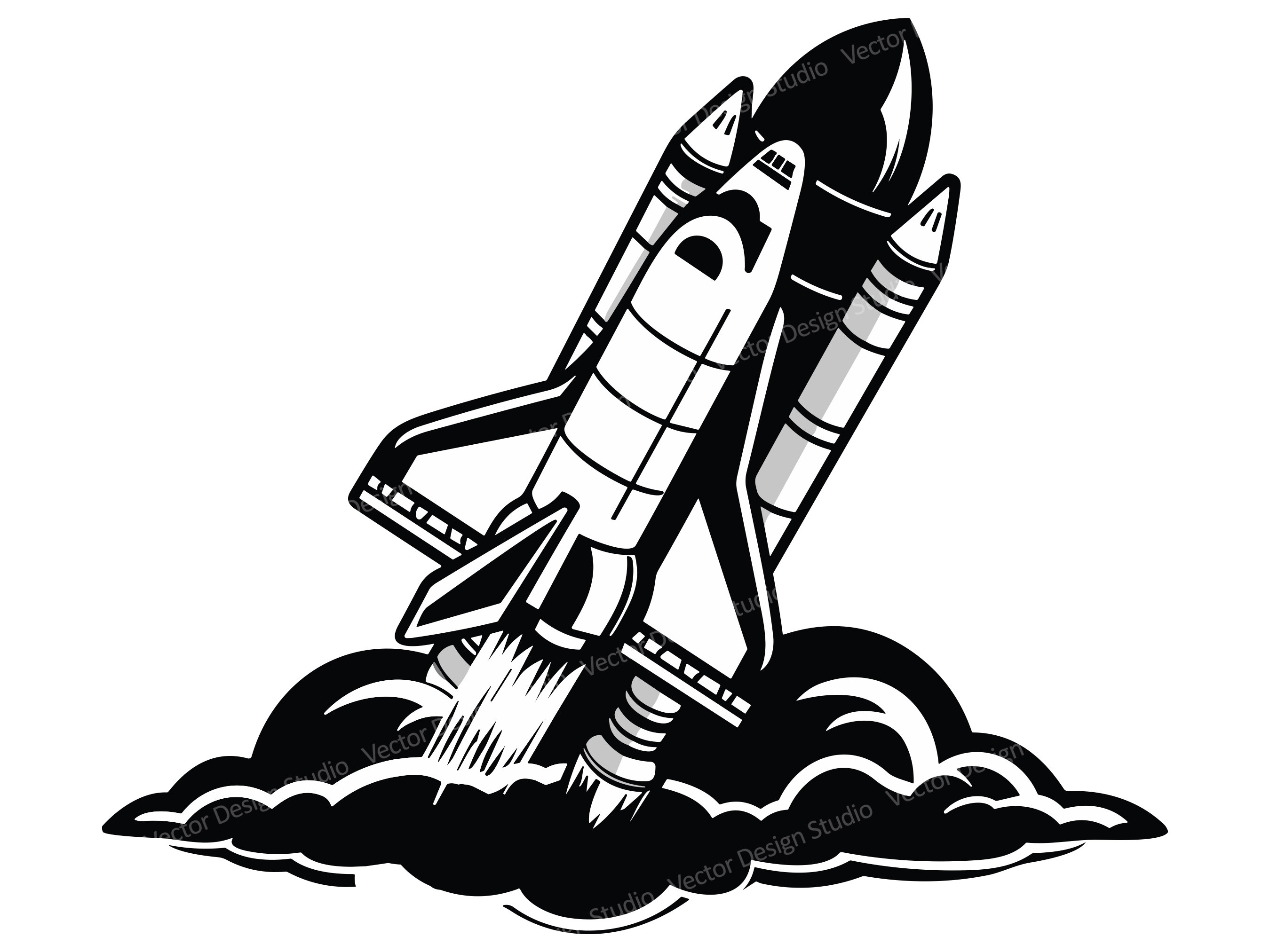 Space Shuttle Clip Art Black And White