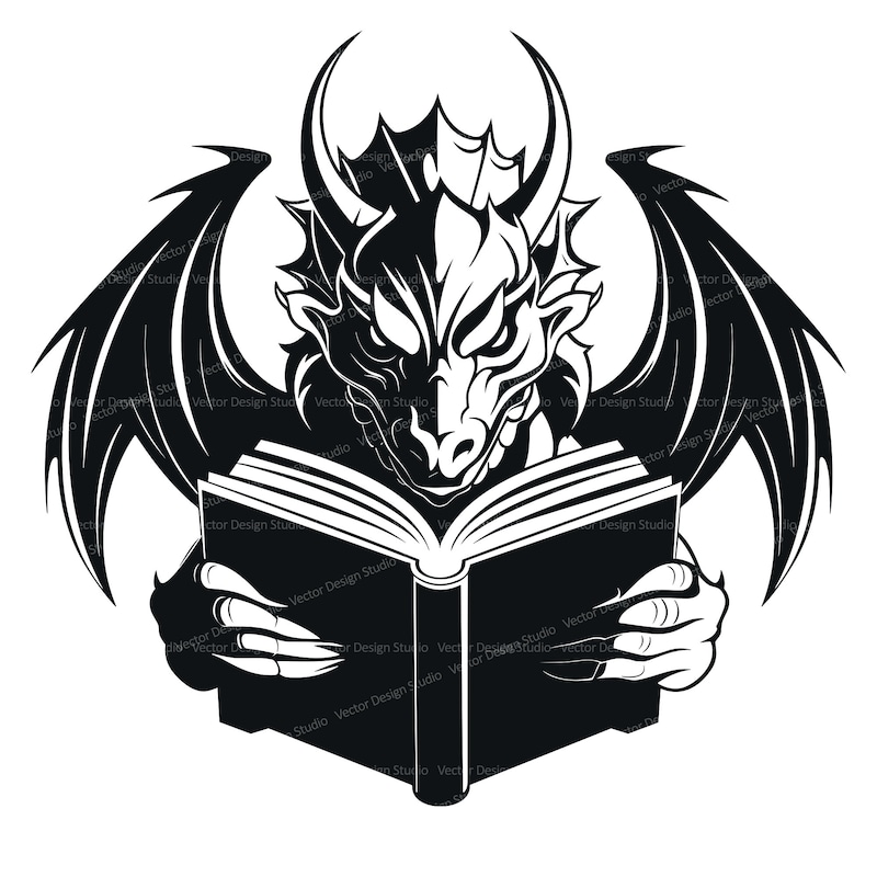 Reading Dragon - Etsy