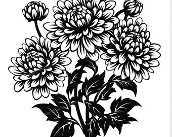 November Birth Flower SVG PNG Chrysanthemum Flower File Digital ...