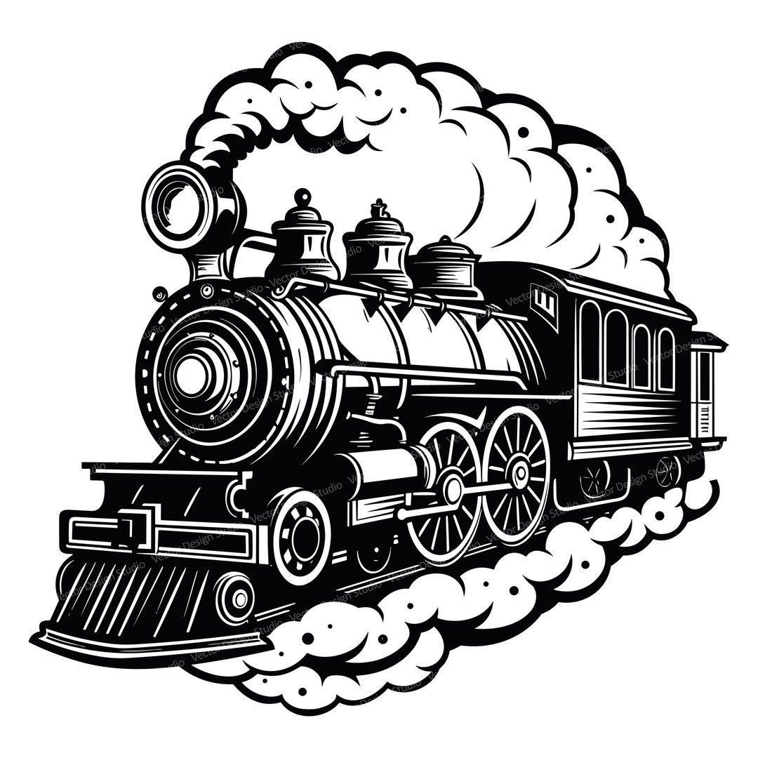 Locomotive Train Svg & PNG Files, Steam Engine Trains Silhouette Vector ...