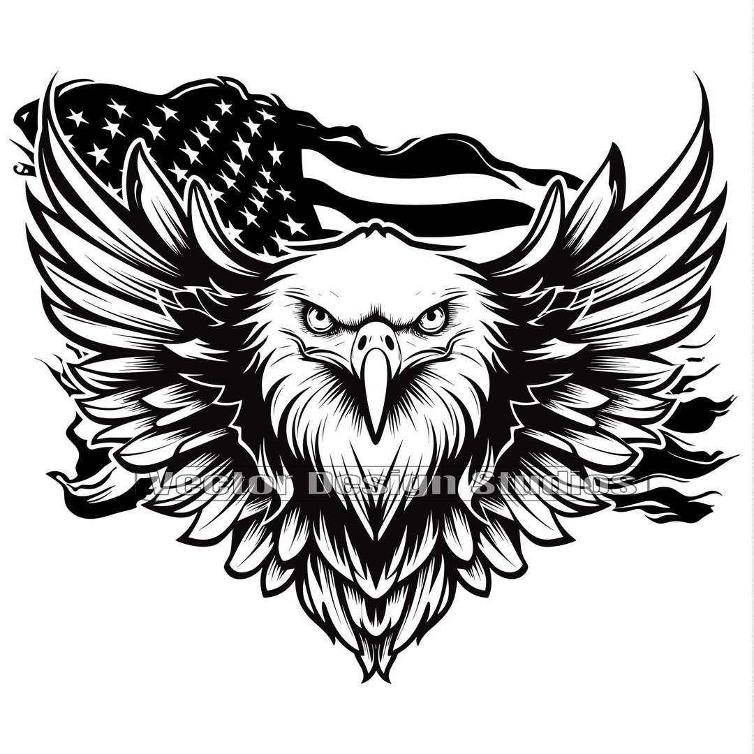 Eagle With American Flag Svg & PNG Files, Patriotic Clipart Vector ...