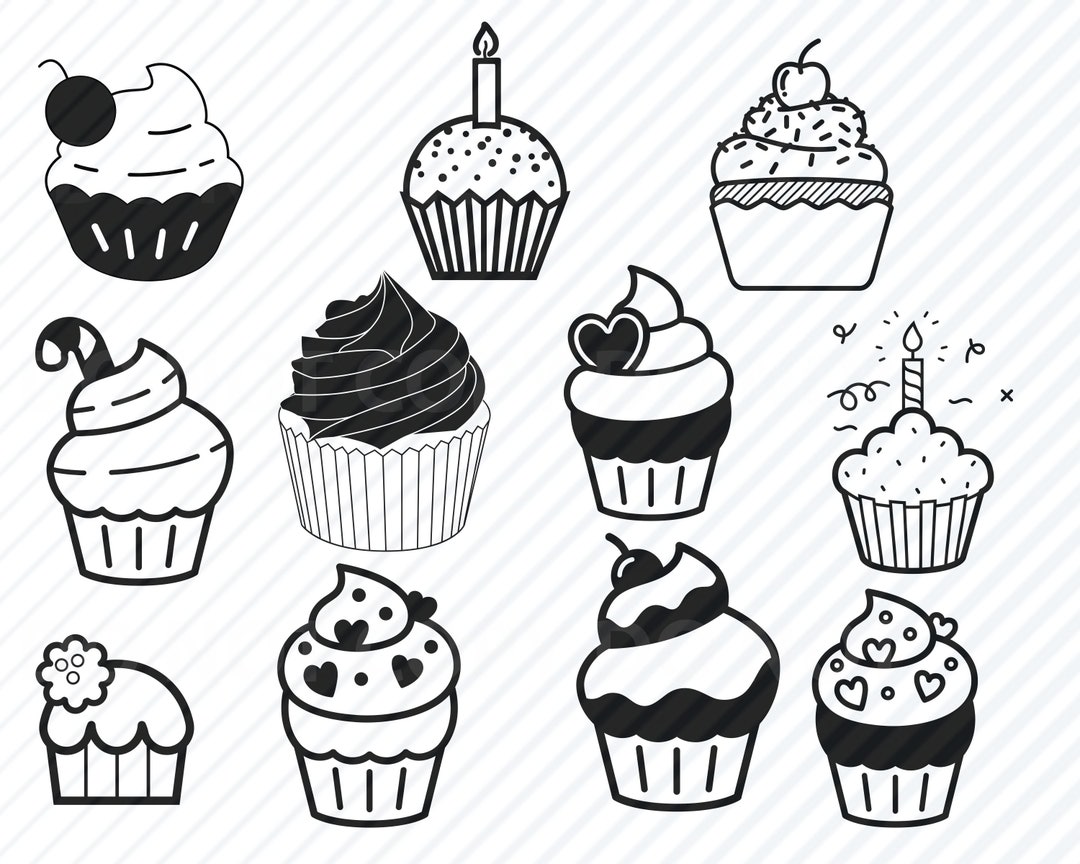 Cupcake SVG Files -food Svg Clipart - Cupcake Bundle Silhouette Files ...