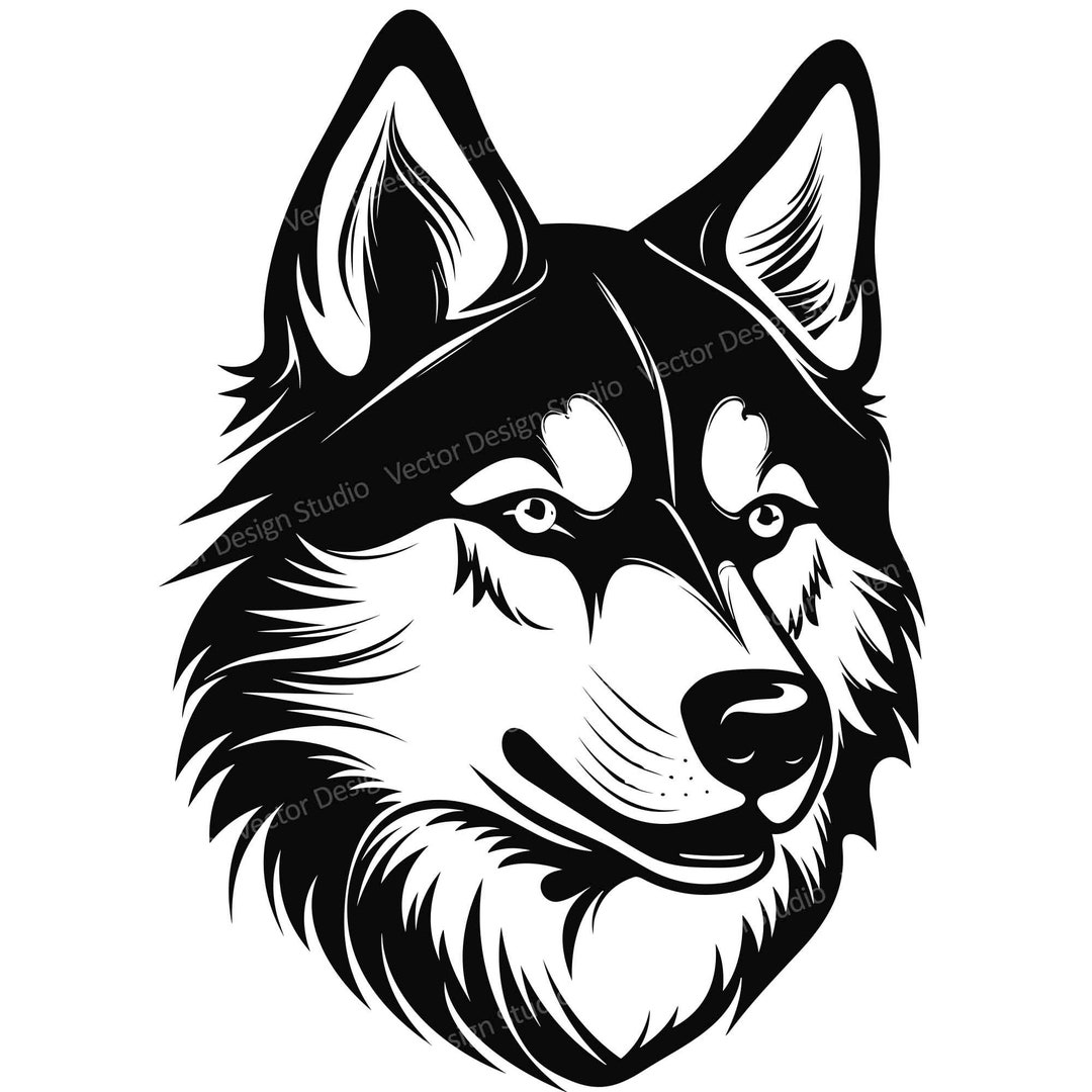 Siberian Husky Head SVG File - Husky Profile Vector Images Clipart Dog ...
