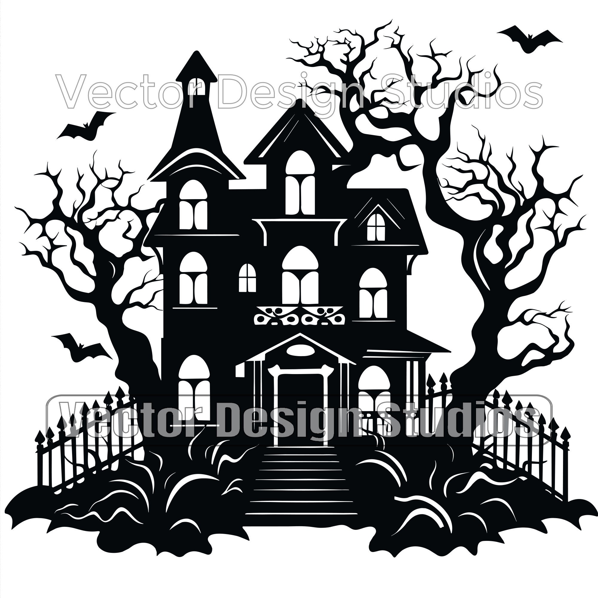 Haunted House Black And White Clipart