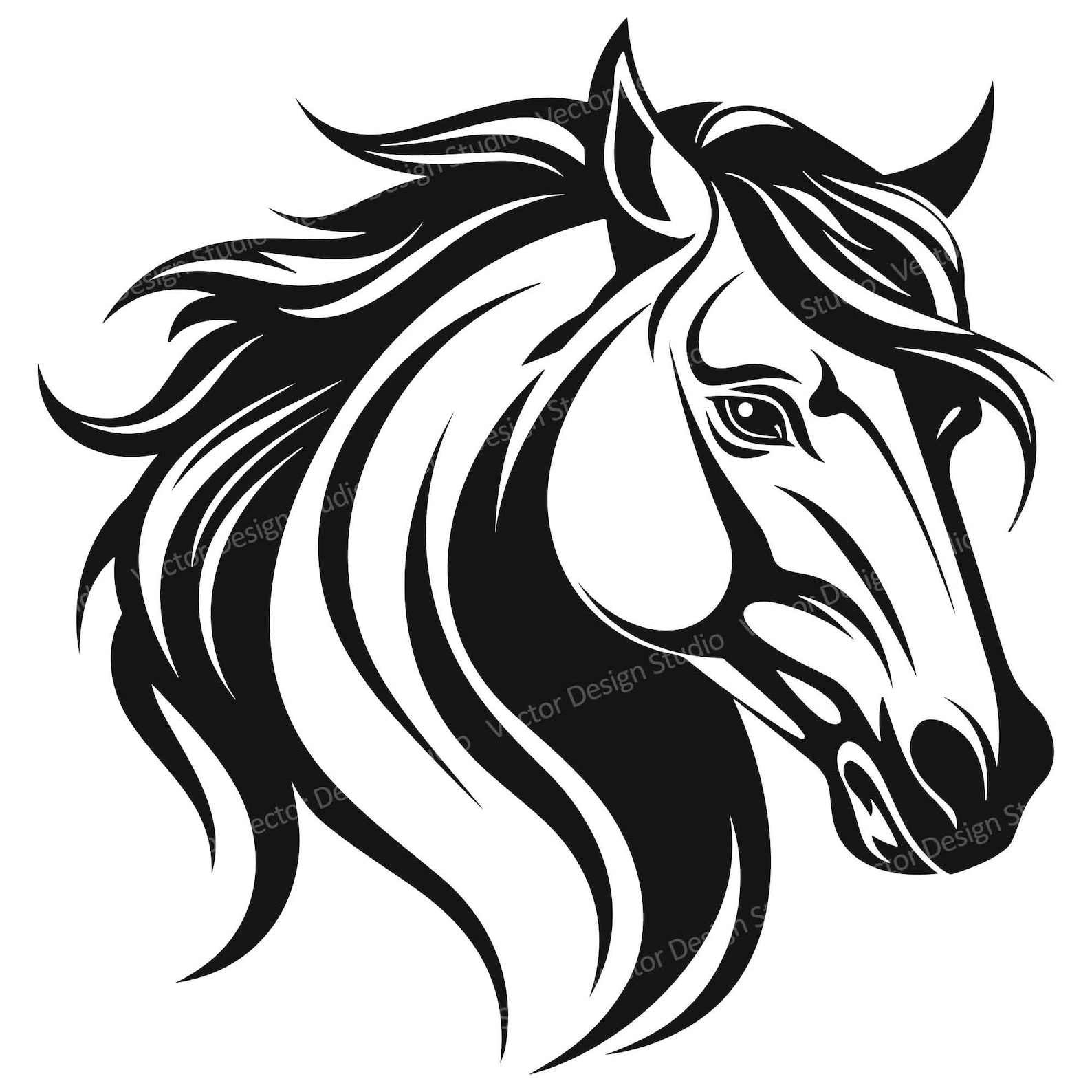 Horse Head SVG File Horse Vector Images, Silhouette, Wild Horse SVG ...