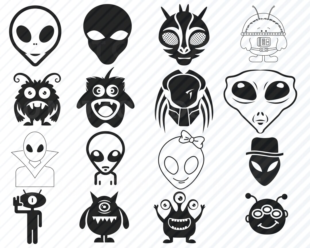 Alien Svg Bundle Aliens Vector Images Silhouette Clip Art - Etsy Canada