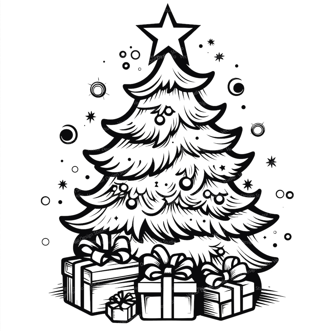 Christmas Tree With Gifts Svg & PNG Files, Xmas Presents Clipart ...