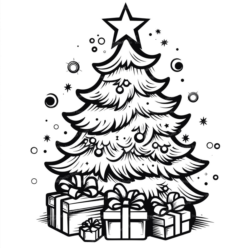 Christmas Tree With Gifts Svg & PNG Files, Xmas Presents Clipart ...