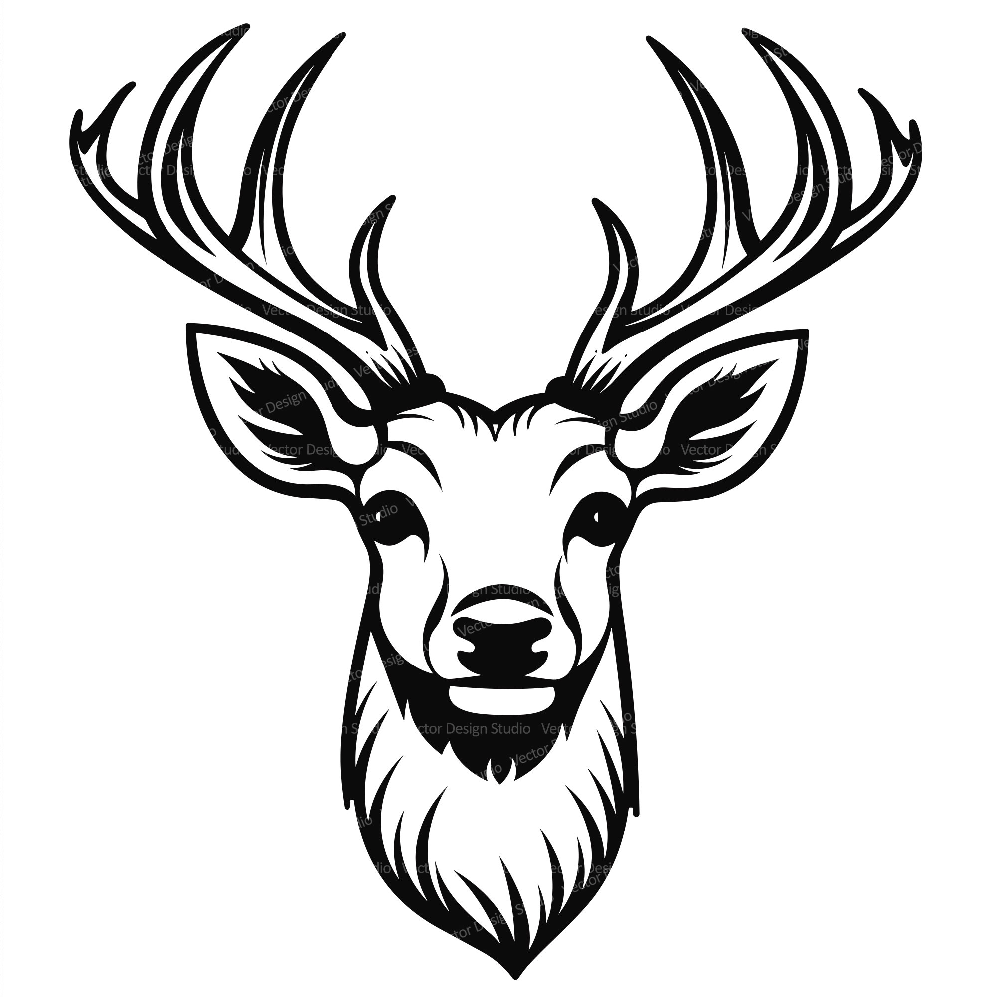 Reindeer Head Svg & PNG Files, Winter Christmas Clipart, Silhouette ...